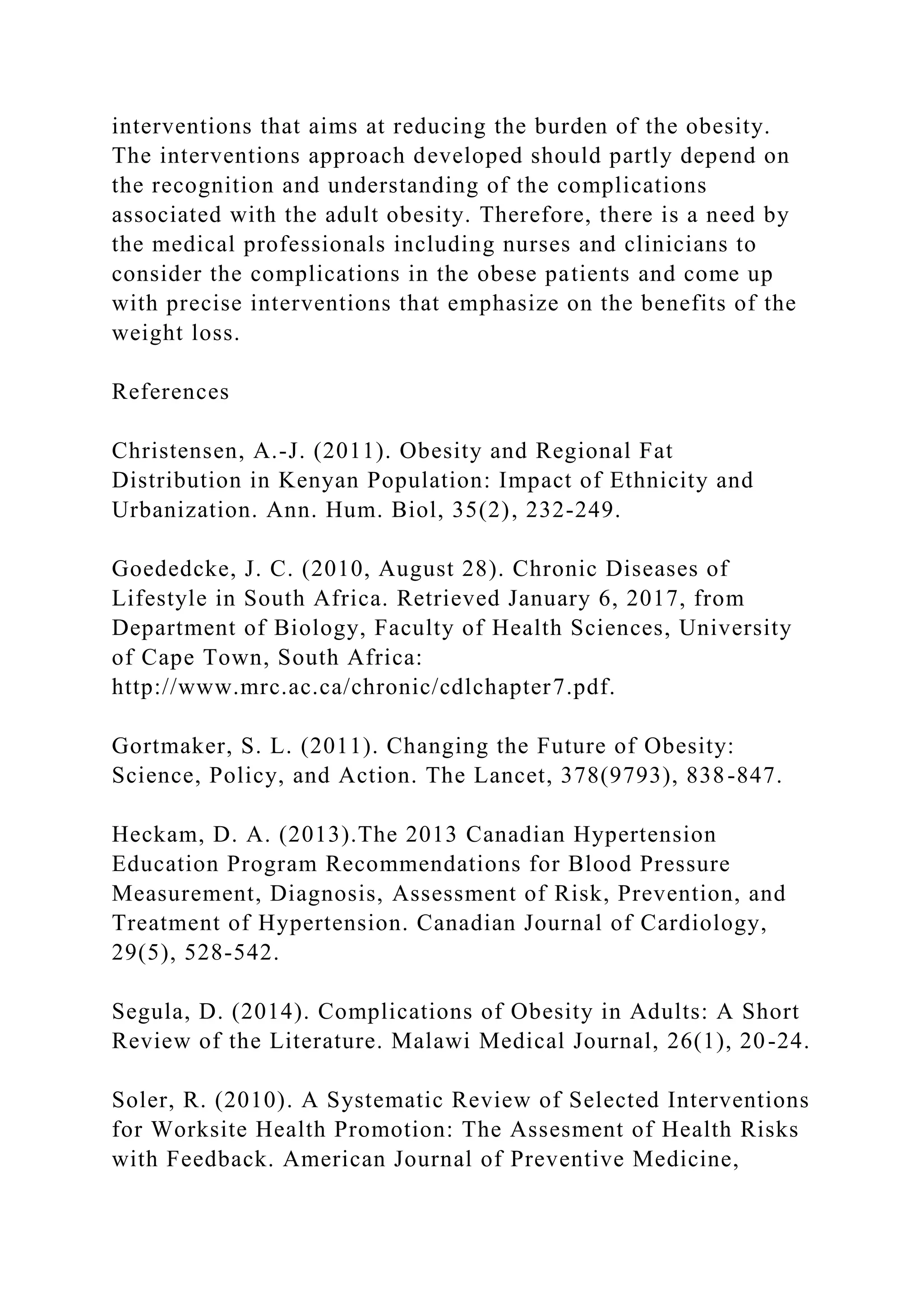 Running Head ADULT OBESITY LITERATURE REVIEW 1ADULT OBE.docx