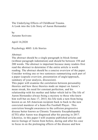Running head A Look into the Life Story of Aaron Hernandez1.docx