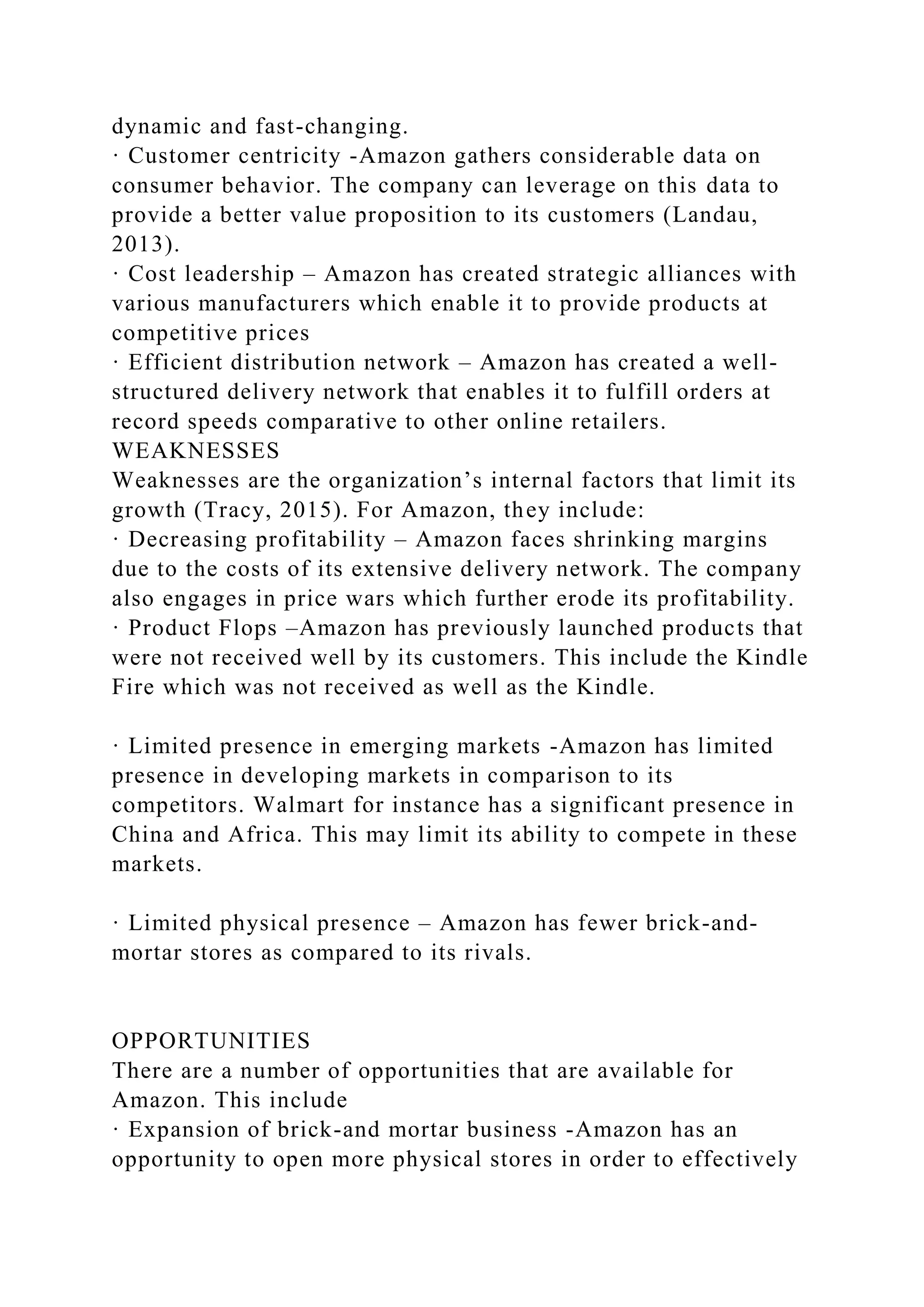 Running head AMAZON SWOT ANALYSIS 1AMAZON SWOT ANALYSIS .docx