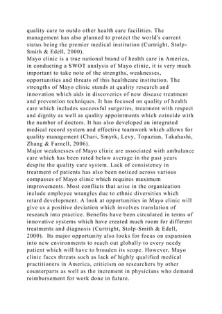Running head ANALYSIS OF MAYO CLINIC1ANALYSIS OF MAYO CLINI.docx