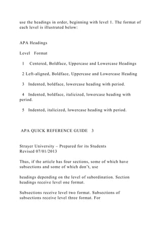 Running head APA QUICK REFERENCE GUIDE 1 STRAYER UNIVE.docx