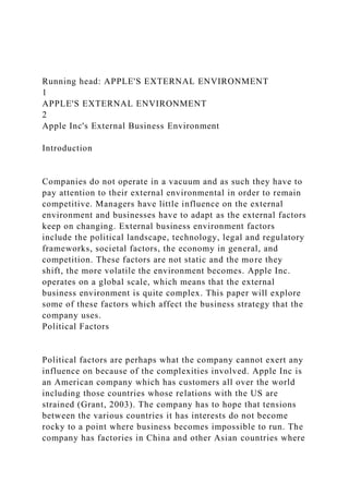 Running head APPLES EXTERNAL ENVIRONMENT .docx