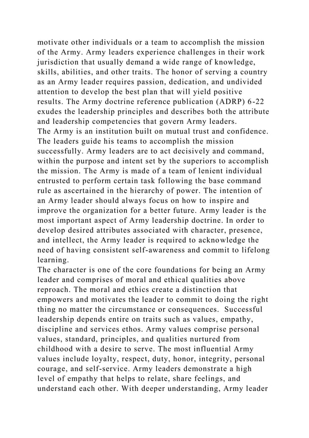 Running head ARMY LEADER ATTRIBUTES 1ARMY LEADER ATTRIBUTES.docx