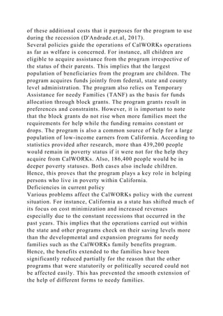 Running Head CALWORKS FAMILY BENEFIT PROGRAM1CALWORKS FAMILY.docx