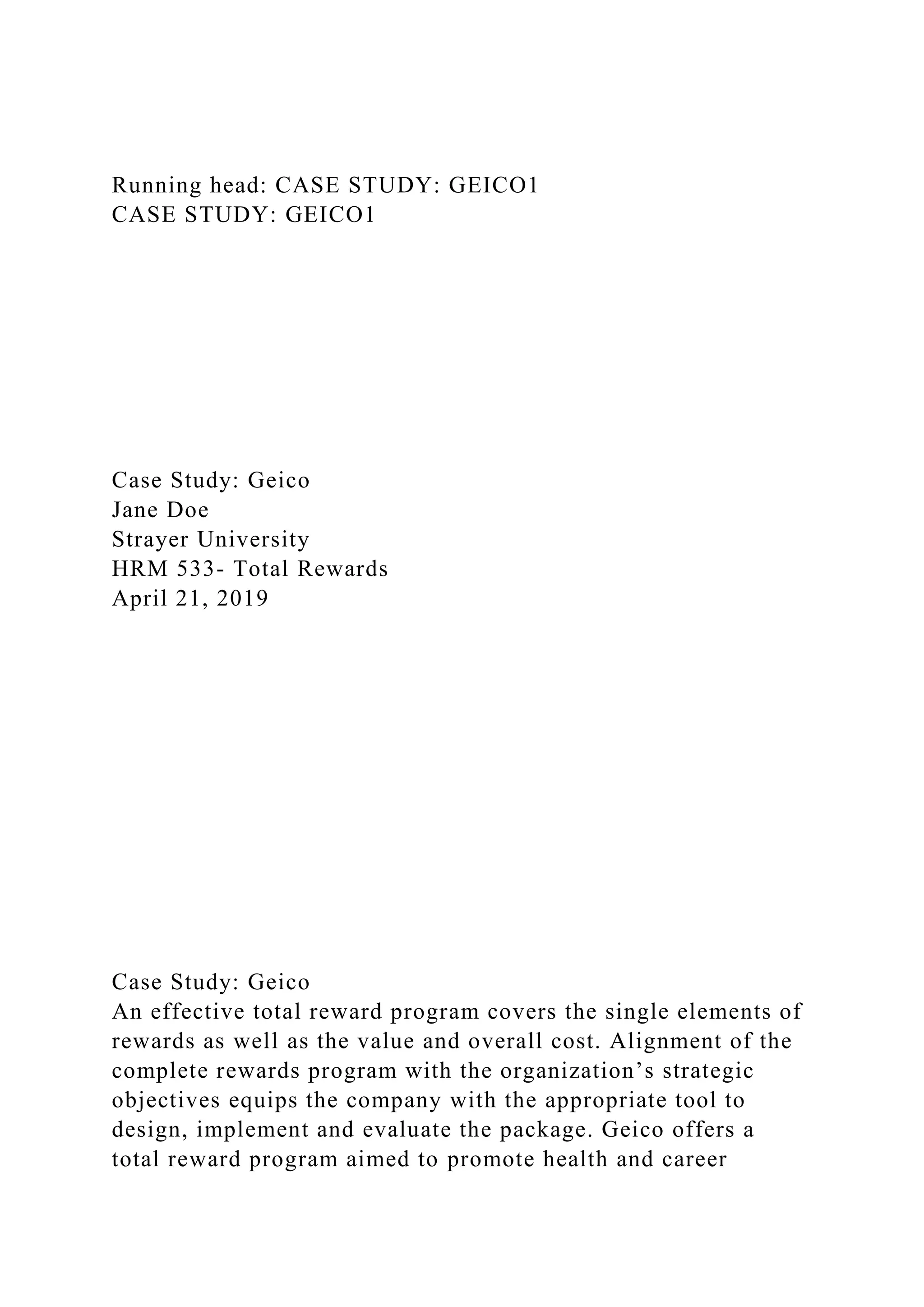 Running head CASE STUDY GEICO1CASE STUDY GEICO1.docx