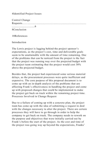 Running head CHANGE CONTROL1Executive SummaryThe Lewis .docx