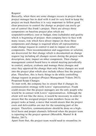 Running head CHANGE CONTROL1Executive SummaryThe Lewis .docx