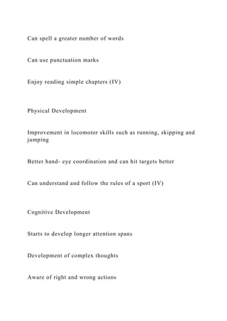 Running head CHILD DEVELOPMENT CHARTCHILD DEVELOPMENT CHART .docx