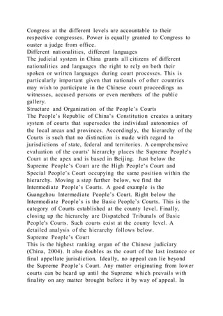 Running head chinese judicial system1 chinese judicial system | DOCX
