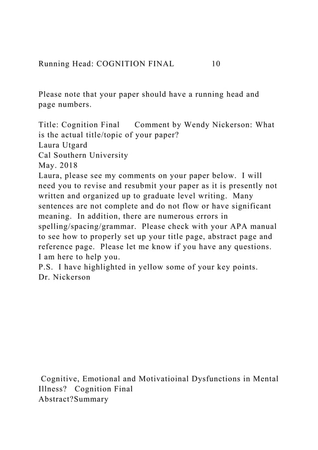 Running Head COGNITION FINAL10Please note that your paper.docx