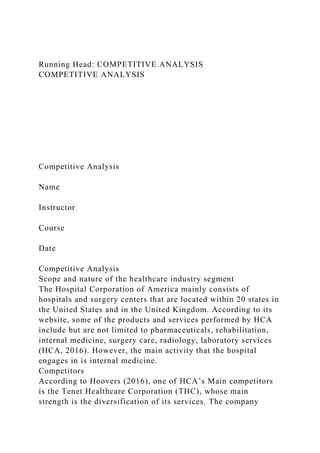 Running Head COMPETITIVE ANALYSISCOMPETITIVE ANALYSIS.docx