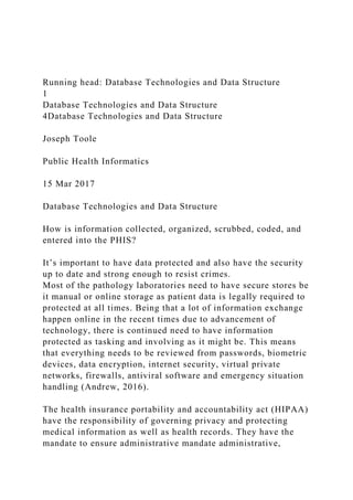 Running head Database Technologies and Data Structure1Datab.docx