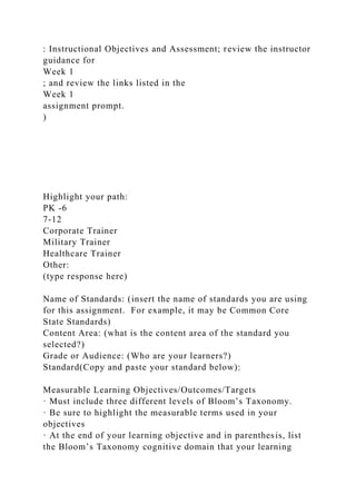 Running head DEVELOPING MEASURABLE LEARNING OBJECTIVES1DEVEL.docx