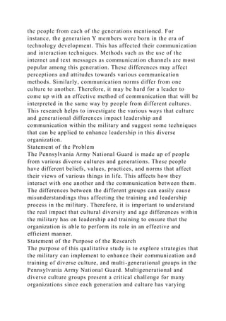 Running head DIVERSE CULTURE MULTI-GENERATIONAL GROUPS IN THE ARM.docx