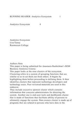 RUNNING HEADER Analytics Ecosystem1Analytics Ecosystem4.docx | Internet ...