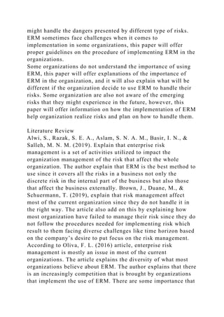 Running Head ERM 1ERM 10Research Paper Draf.docx