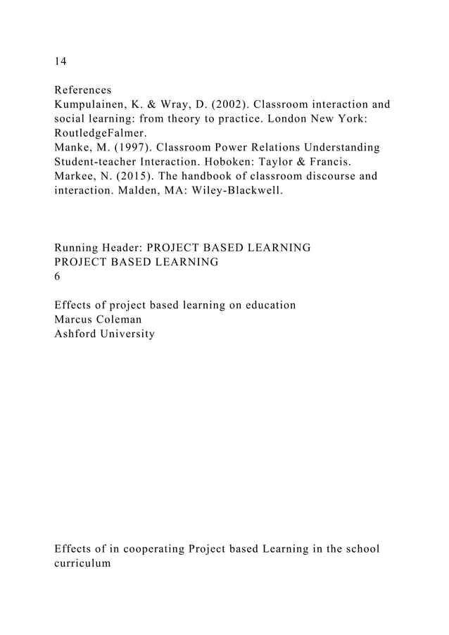 Running Header PROJECT BASED LEARNING PROJECT BASED LEARNING .docx