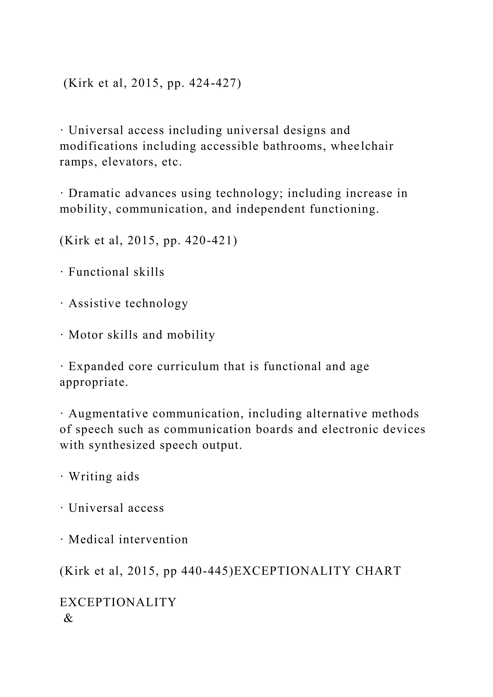 Running Head EXCEPTIONALITY CHART1EXCEPTIONAL.docx