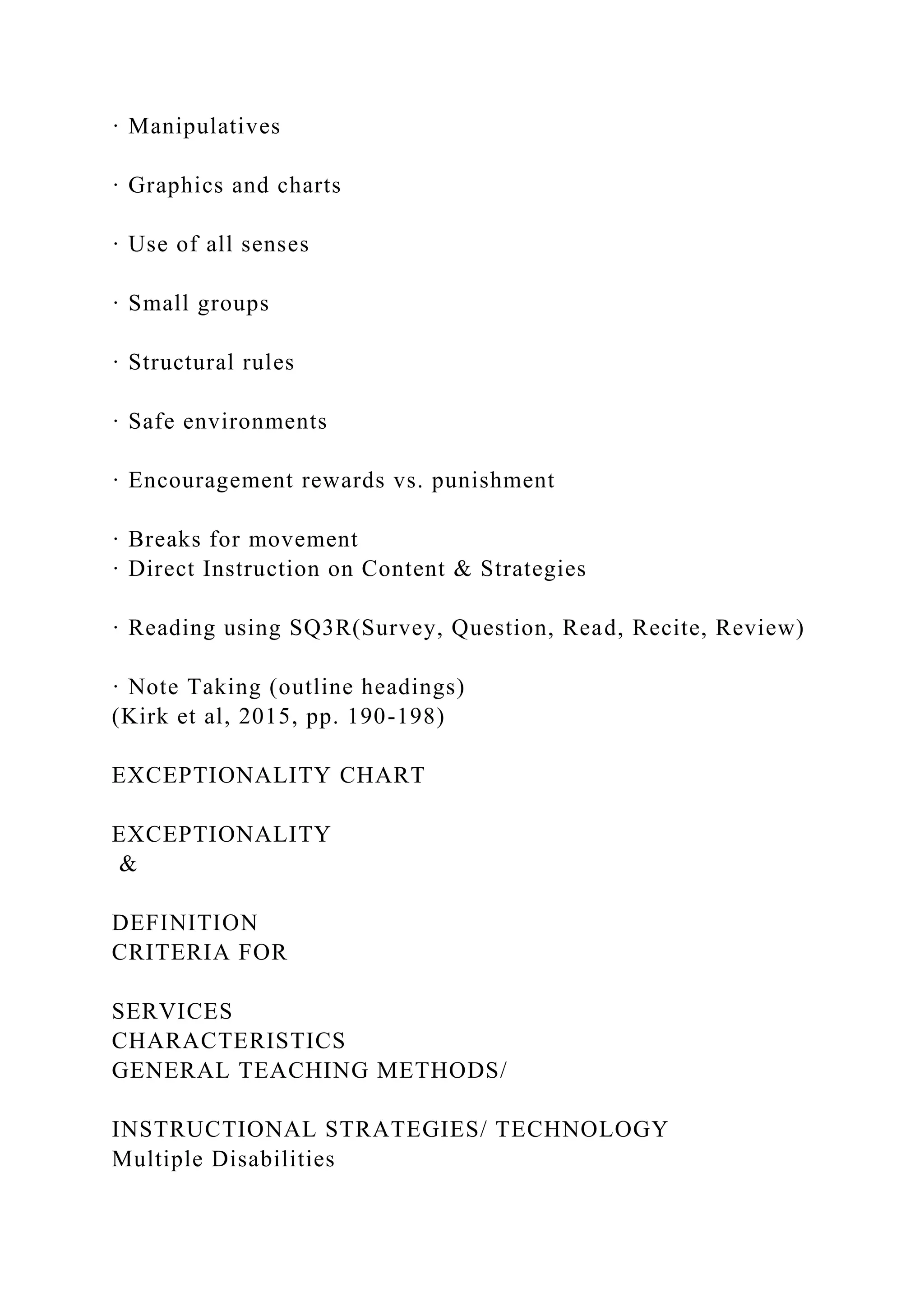 Running Head EXCEPTIONALITY CHART1EXCEPTIONAL.docx