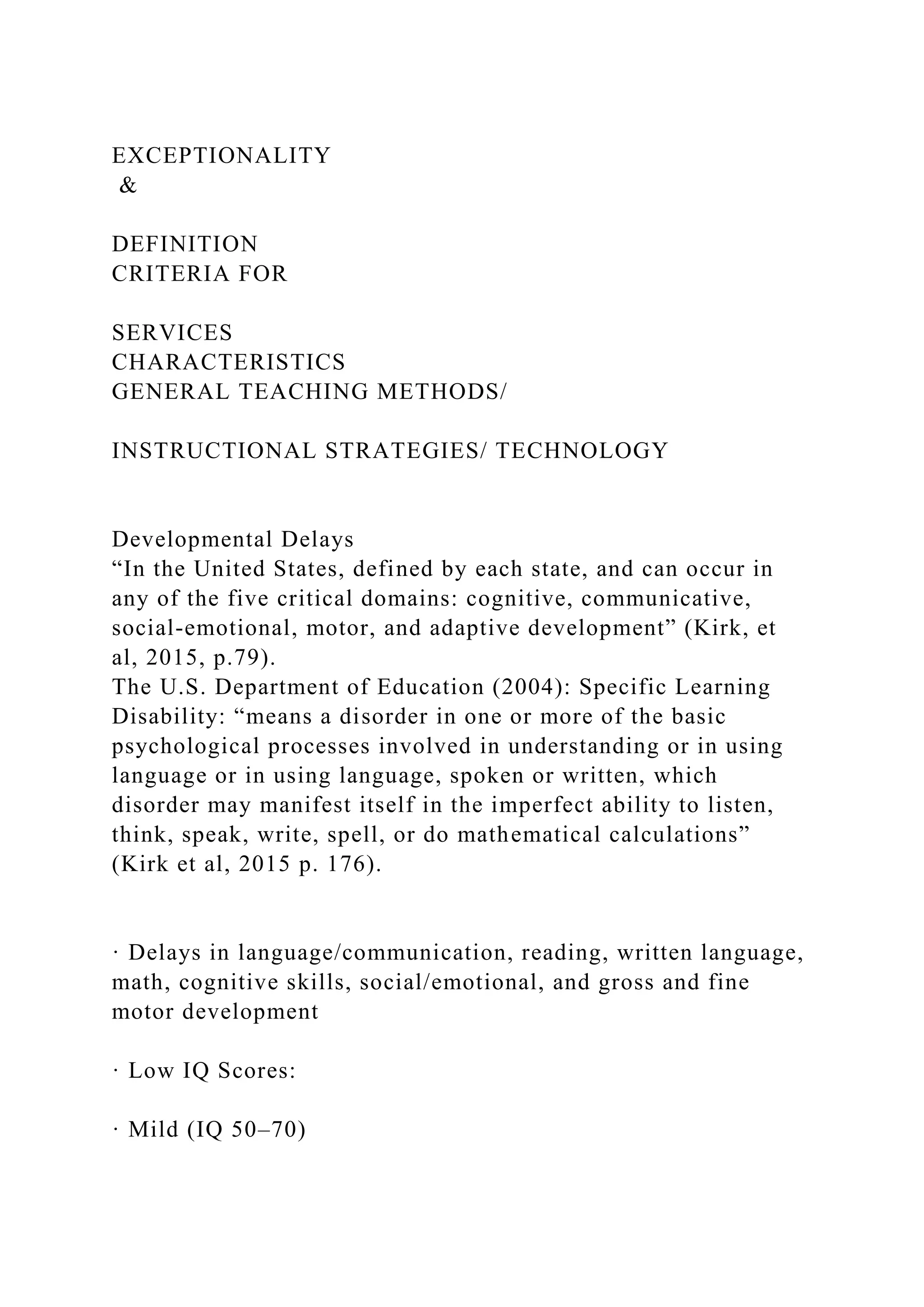 Running Head EXCEPTIONALITY CHART1EXCEPTIONAL.docx