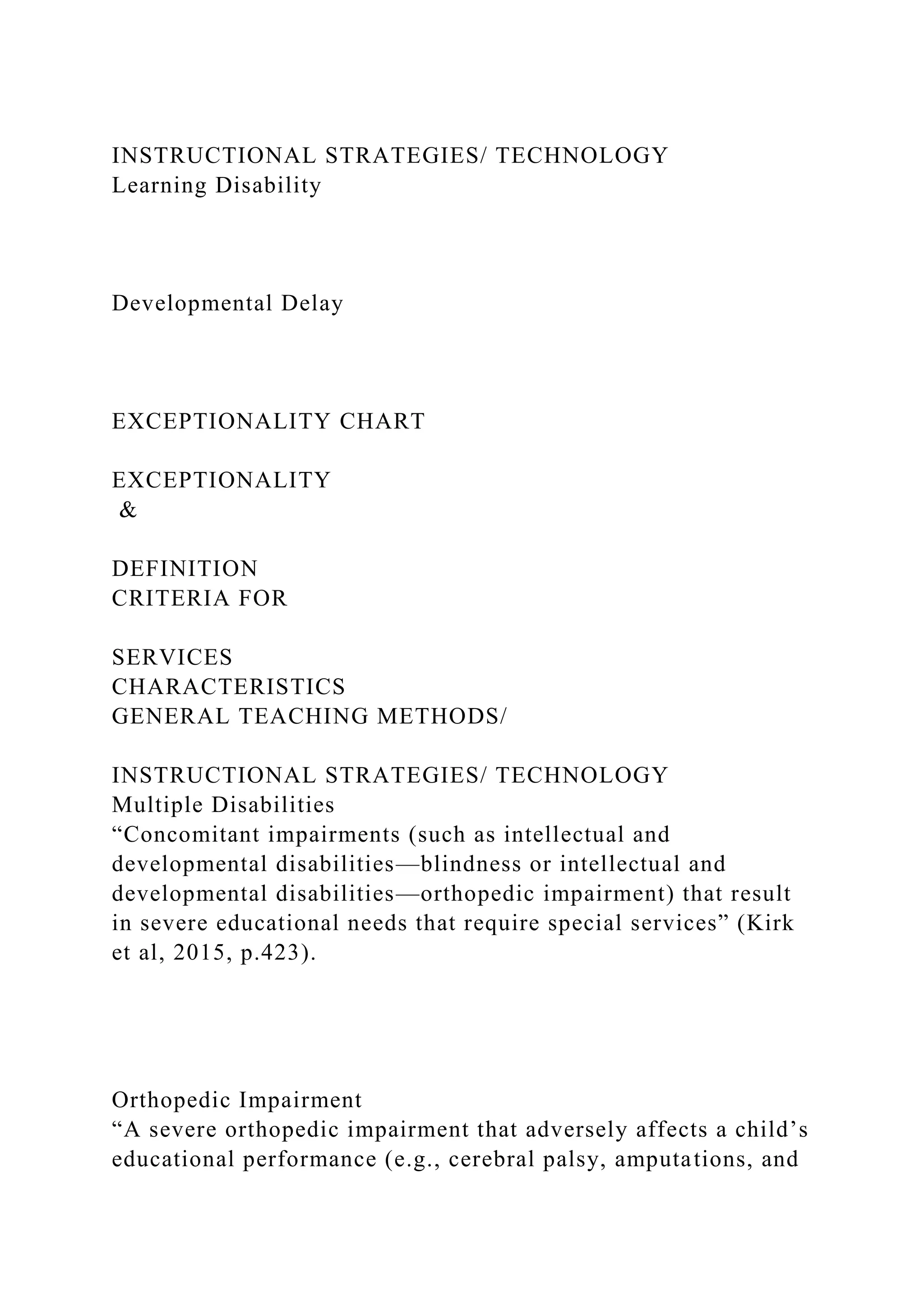 Running Head EXCEPTIONALITY CHART1EXCEPTIONAL.docx