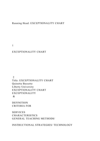 Running Head EXCEPTIONALITY CHART1EXCEPTIONAL.docx