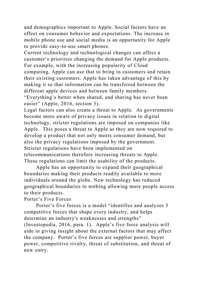 Running head EXTERNAL ENVIRONMENT SCAN—APPLE .docx