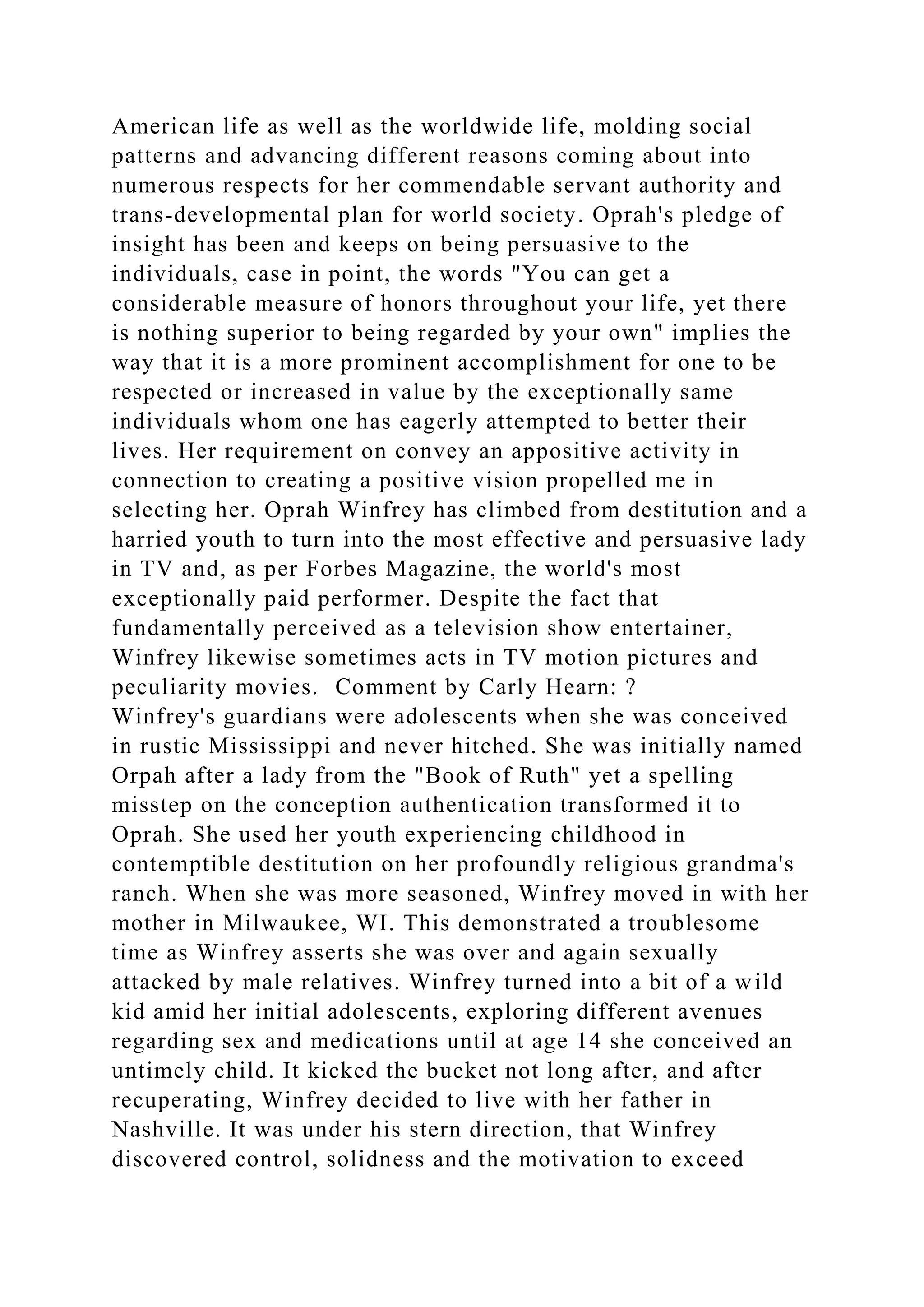 Running Head FIRST ROUGH DRAFT WINFREY AND LENNON1WINFREY AND .docx