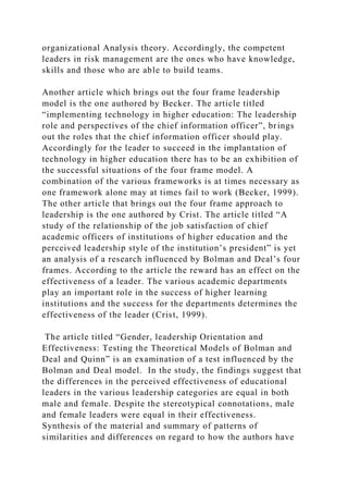 Running Head FOUR FRAME MODEL1FOUR FRAME MODEL2Lite.docx