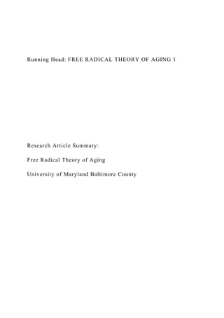 Running Head FREE RADICAL THEORY OF AGING 1 .docx
