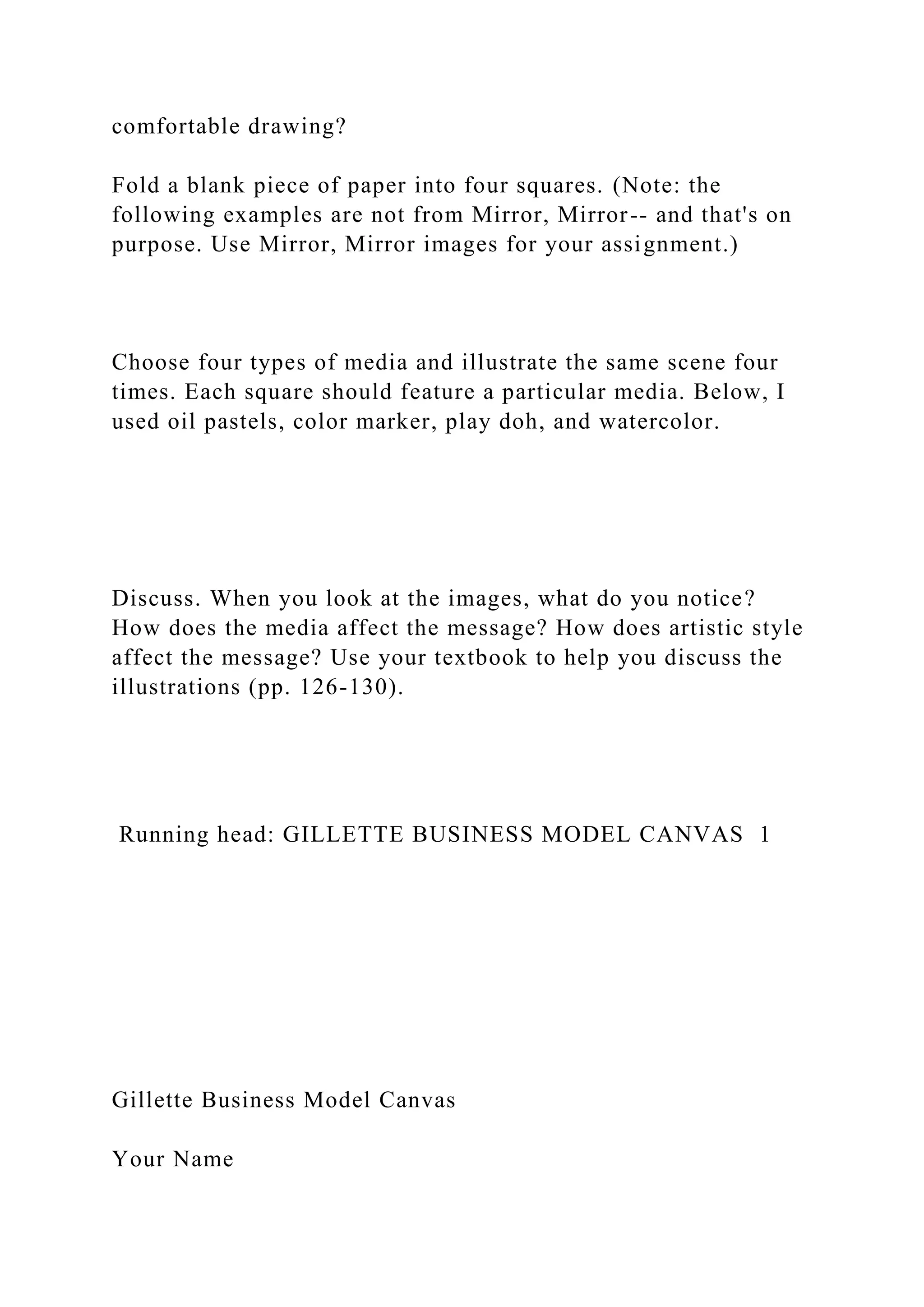 Running head GILLETTE BUSINESS MODEL CANVAS 1 .docx