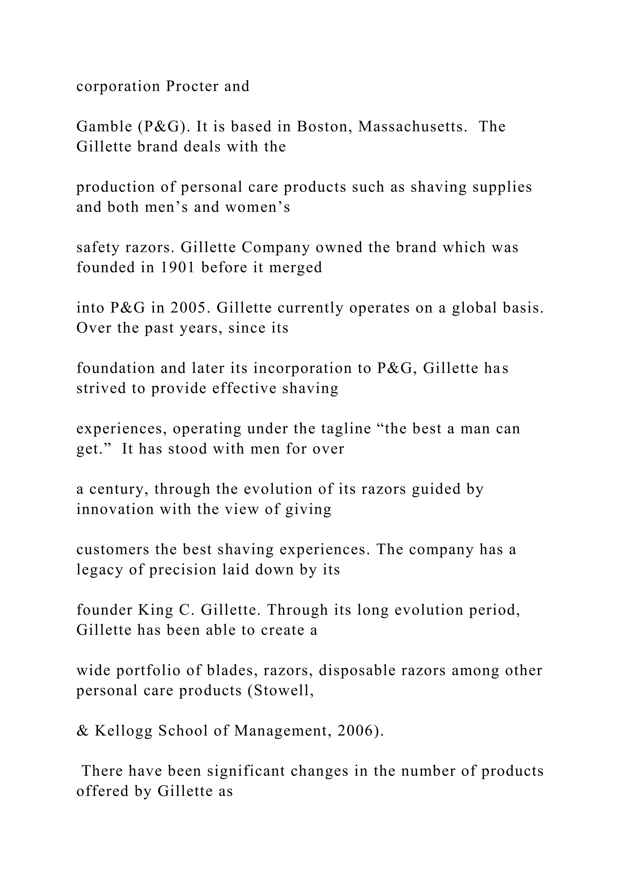 Running head GILLETTE BUSINESS MODEL CANVAS 1 .docx