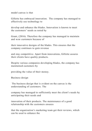 Running head GILLETTE BUSINESS MODEL CANVAS 1 .docx