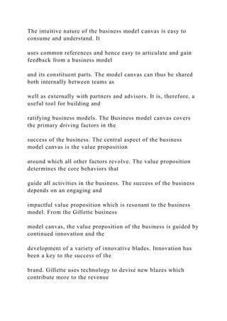 Running head GILLETTE BUSINESS MODEL CANVAS 1 .docx