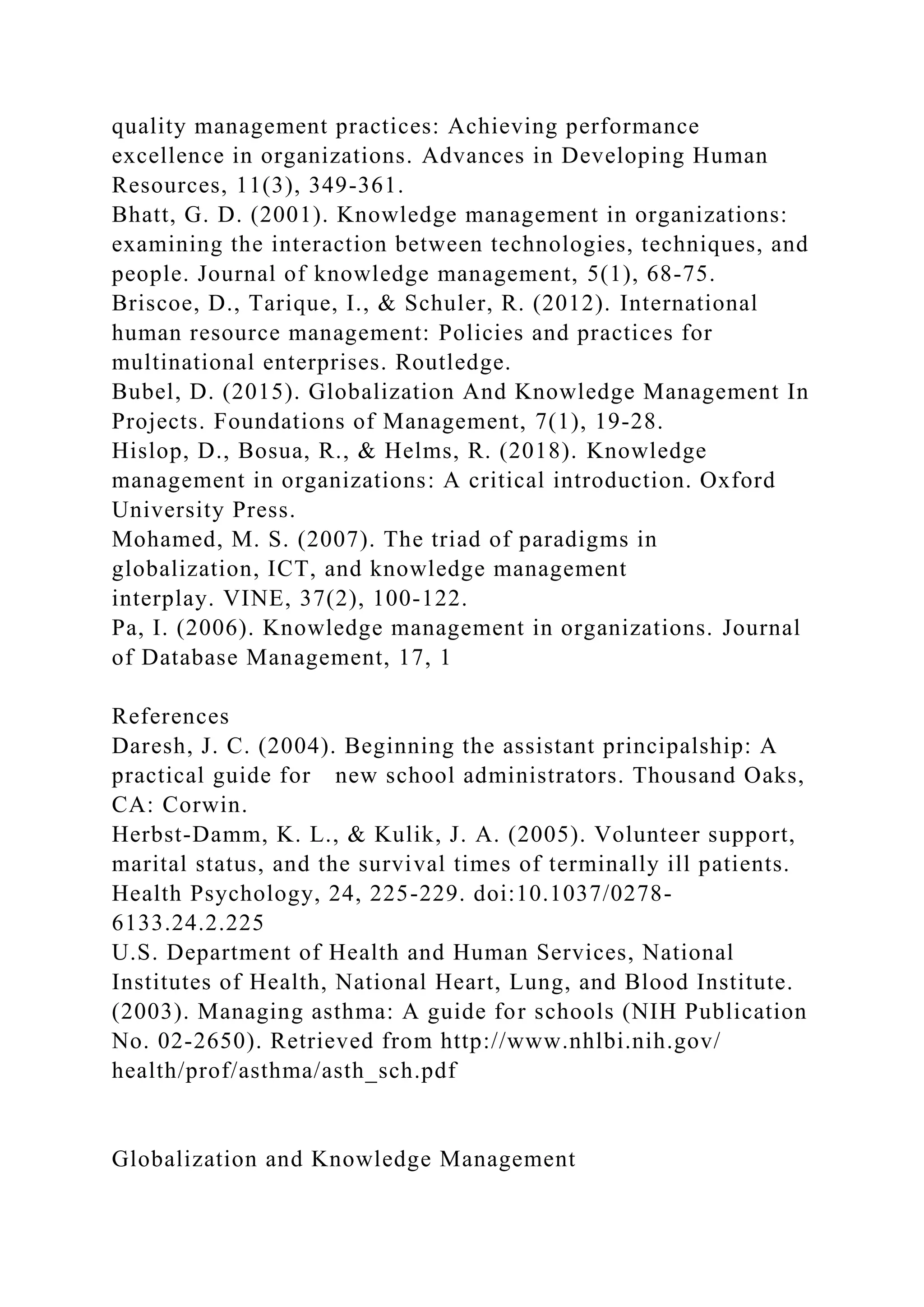 Running head GLOBALIZATION AND KNOWLEDGE MANAGEMENT .docx