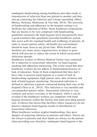 Running head hand hygiene compliance1hand hygiene compliance8.docx