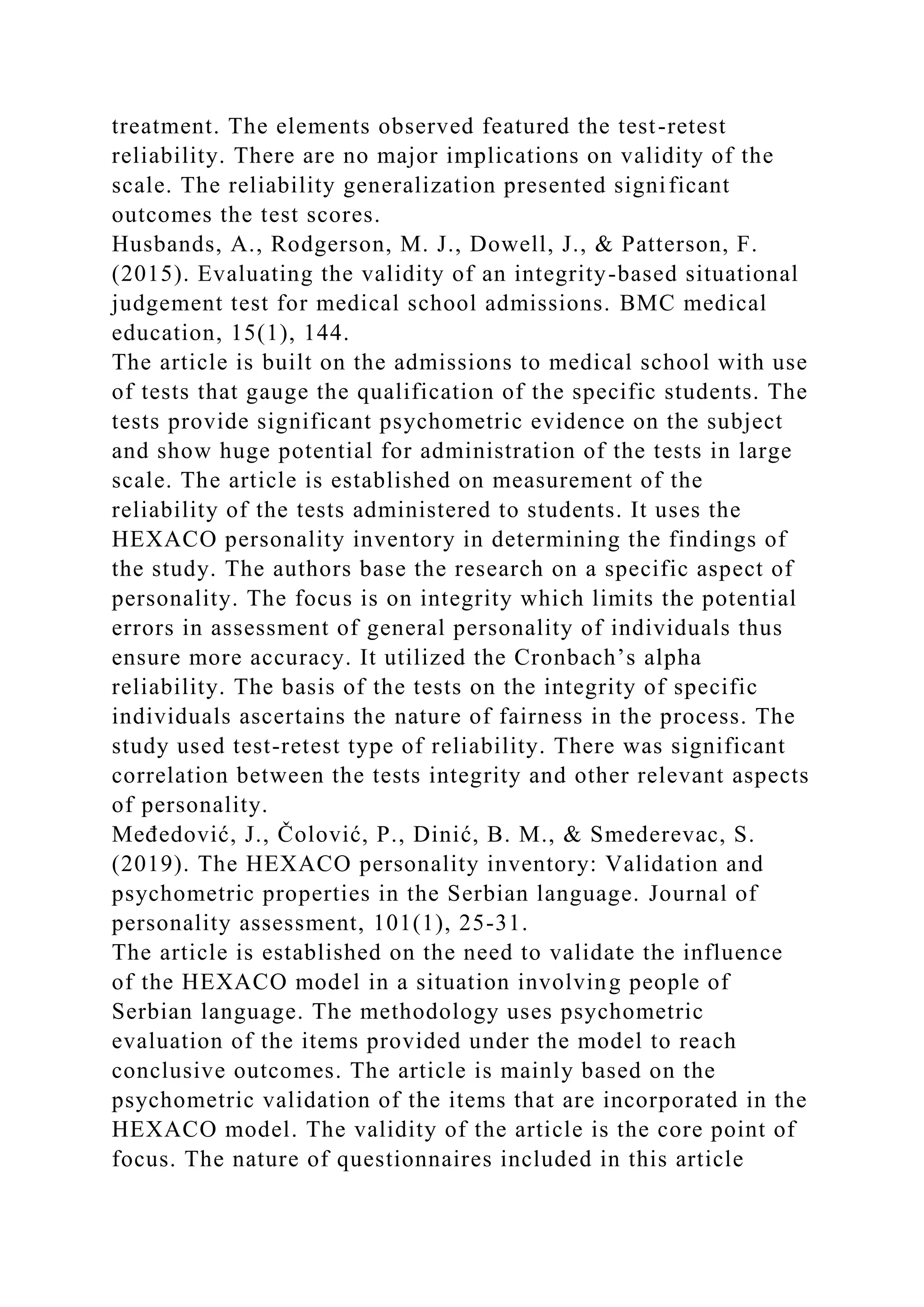 Running head HEXACO MODEL 1HEXACO .docx
