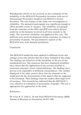 Running head HEXACO MODEL 1HEXACO .docx