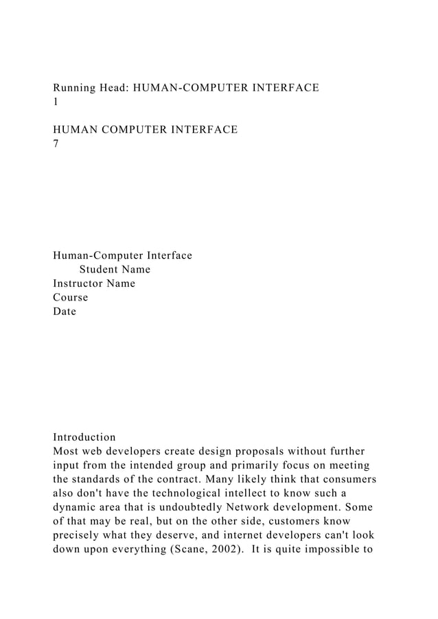 Running Head HUMAN-COMPUTER INTERFACE .docx