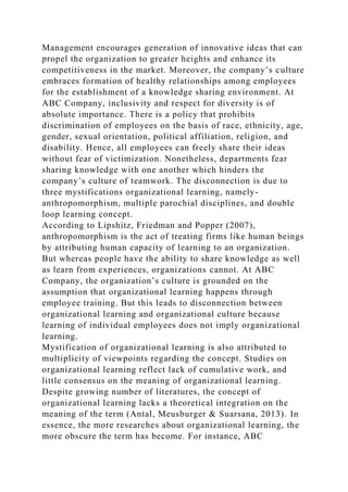 Running head IDENTIFYING ORGANIZATIONAL LEARNING ISSUES .docx | Human ...