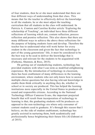 Running Head IMPACTS OF TECHNOLOGY IN THE QUALITY OF EDUCATION 1.docx