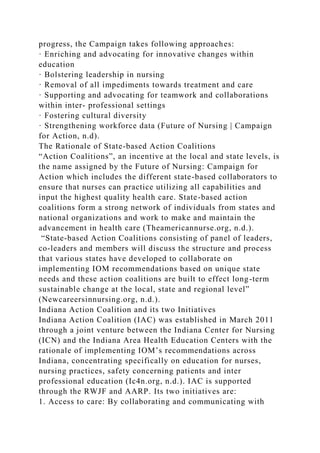 Running head IMPLEMENTATION OF THE IOM FUTURE OF NURSING REPORT .docx