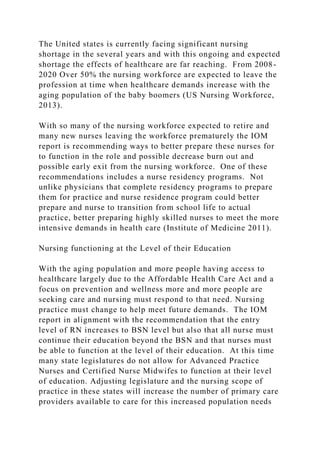 Running head IMPLEMENTATION OF THE IOM FUTURE OF NURSING REPORT .docx