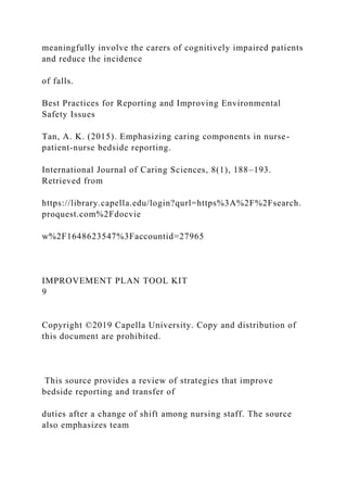 Running head IMPROVEMENT PLAN TOOL KIT .docx