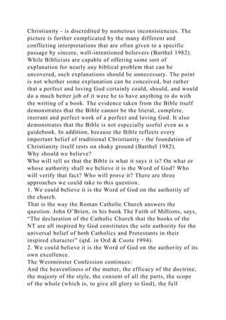 Running Head; Inconsistencies and Contradictions in the Bible.docx