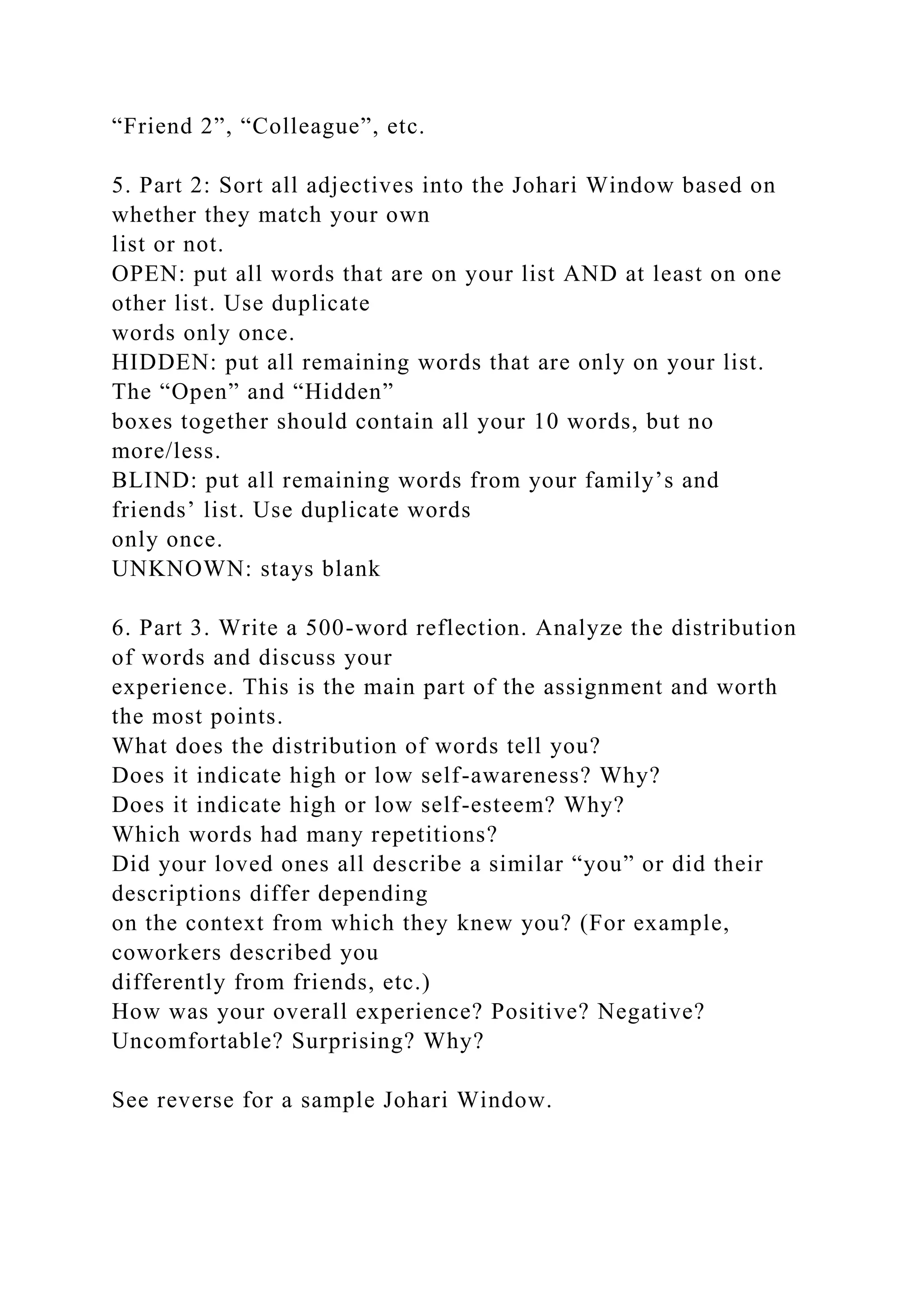 Running Head JOHARI WINDOW1 JOHARI WINDOW2.docx