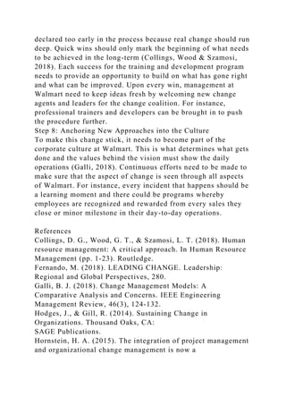 Running head KOTTER CHANGE MANAGEMENT MODEL2KOTTER CHANGE MA.docx