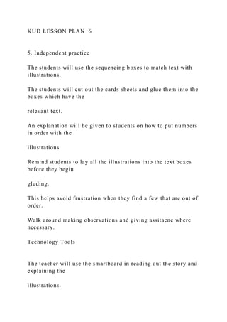 Running head KUD LESSON PLAN 1 KUD Lesson P.docx