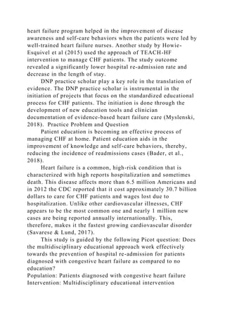 Running head MANAGEMENT OF CONGESTIVE HEART FAILURE THROUGH MO .docx ...