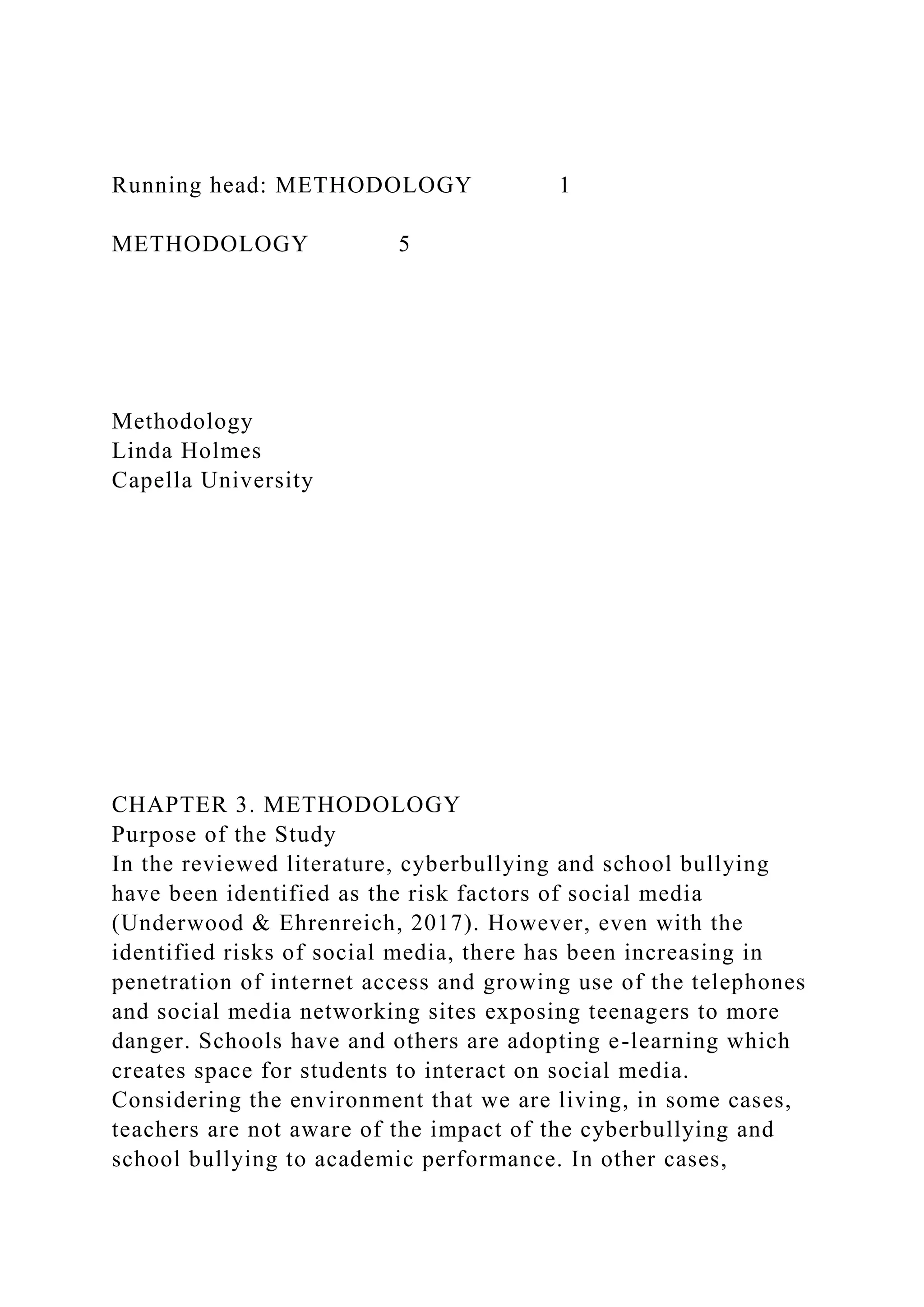 Running head METHODOLOGY 1METHODOLOGY 5Method.docx